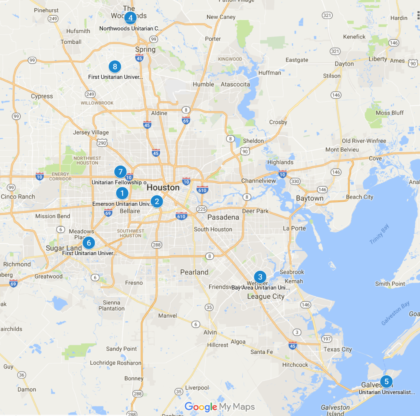 Map of Houston Area UU Churches - Unitarian Universalist Network of Houston